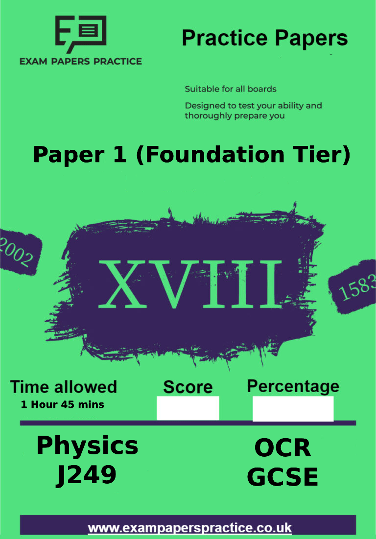 OCR GSCE Physics J249 Practice Papers & Marks Scheme